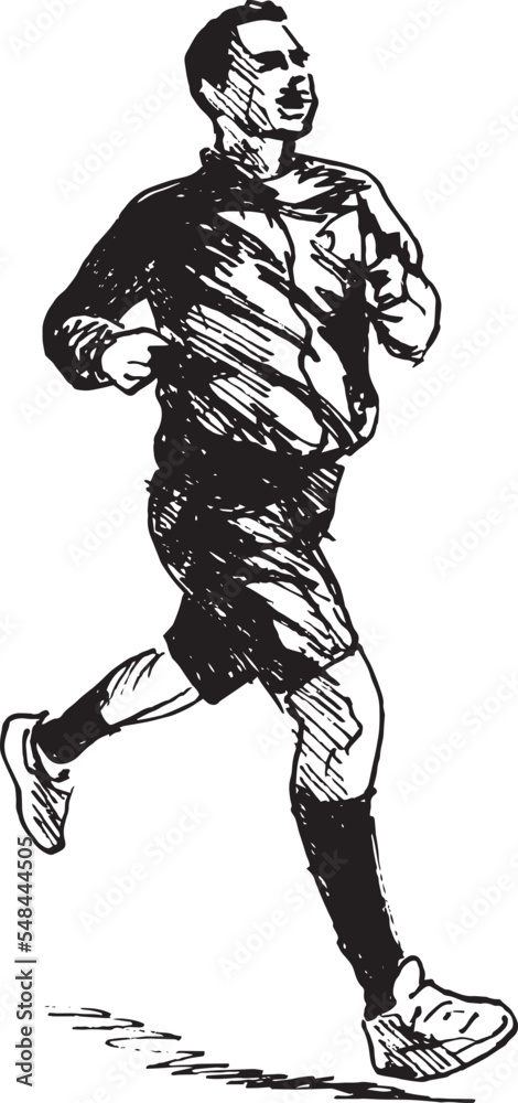 Hand sketch of a runner. Vector illustration. Stock Vector | Adobe Stock