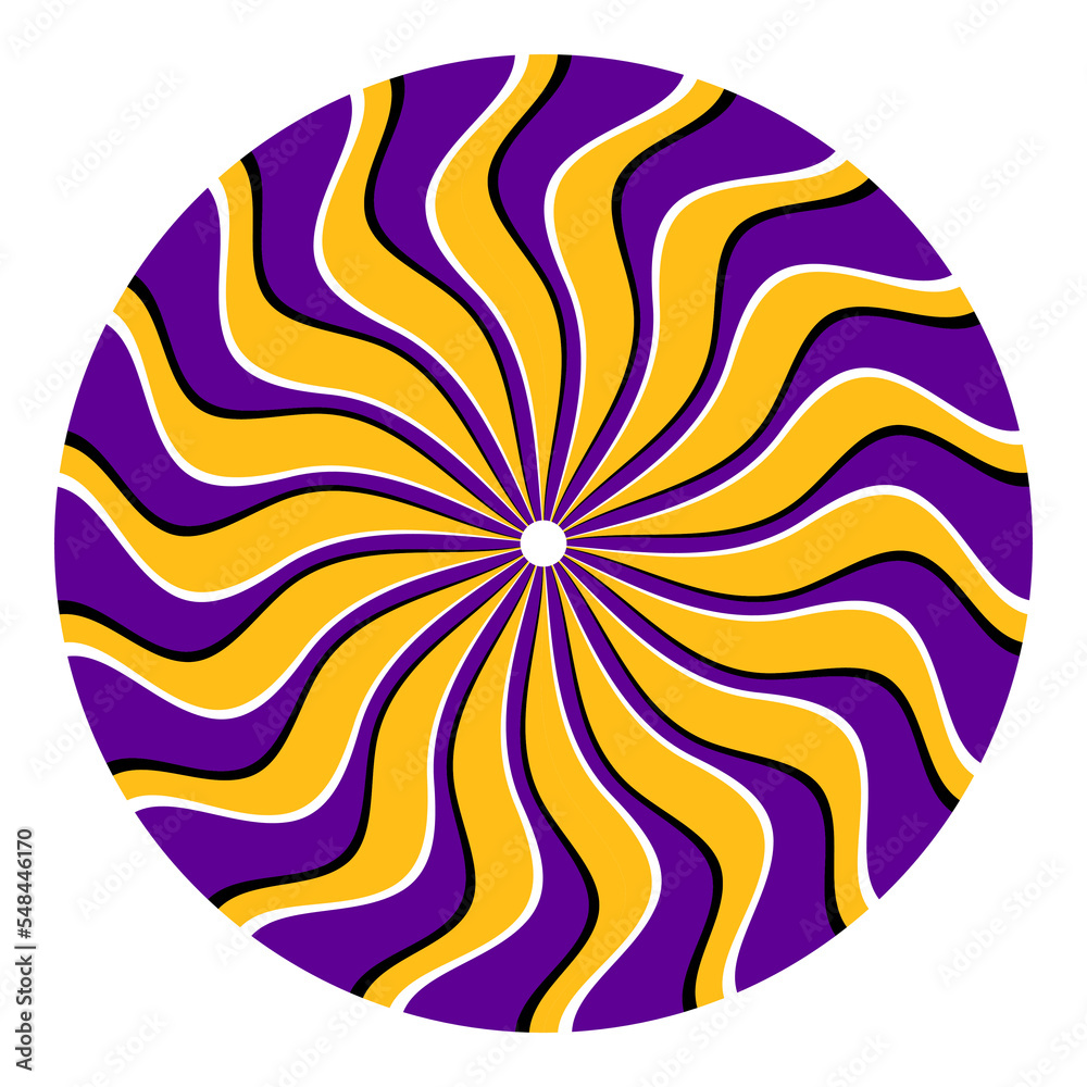 Optical illusion patterned circle of moving deformed stripes. Circular template for motion ...