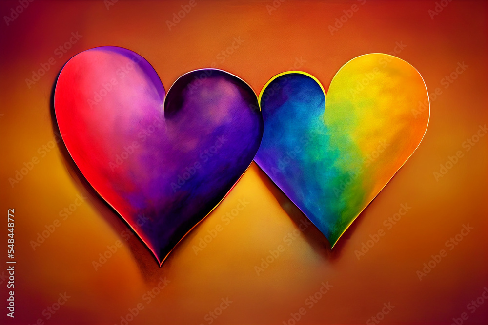 Watercolor painted colorful heart background 2d illustration Stock ...