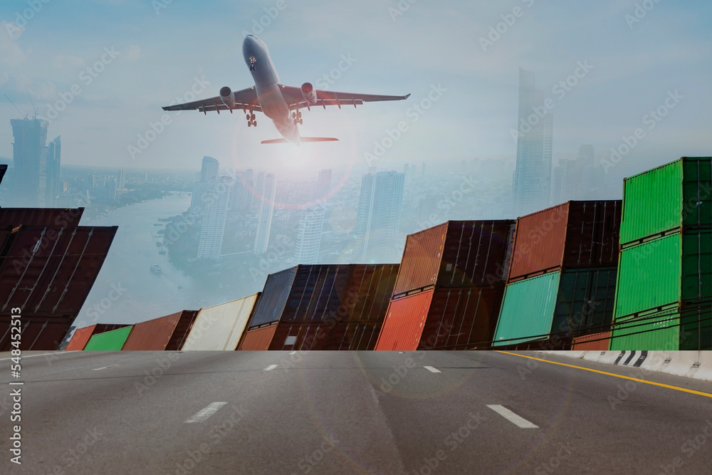 Global business logistics import export with Logistics Cargo concept as ...