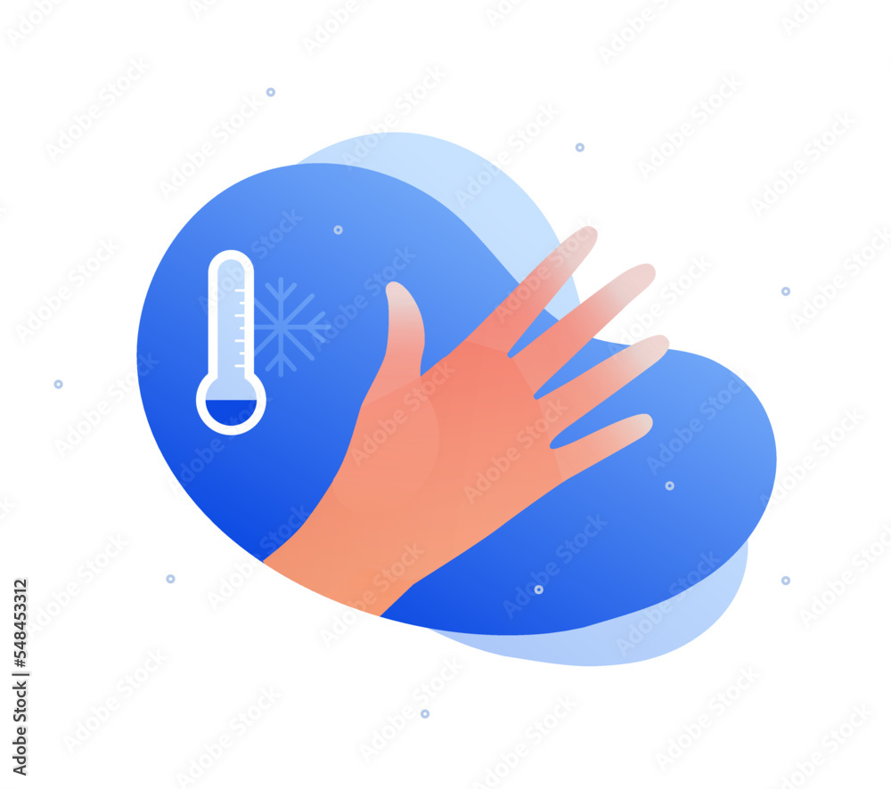 Frostbite and hypothermia health care collection. Vector flat ...