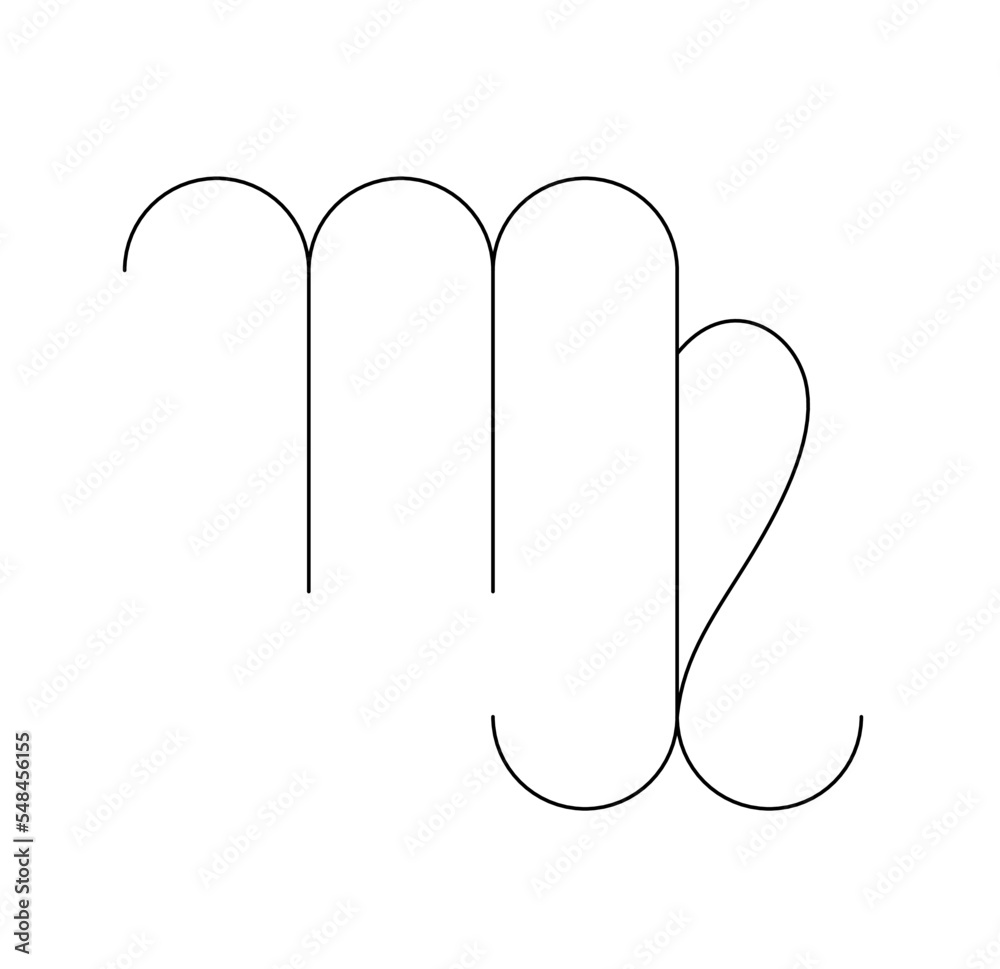 Vector isolated small simple virgo zodiac sign symbol colorless black ...