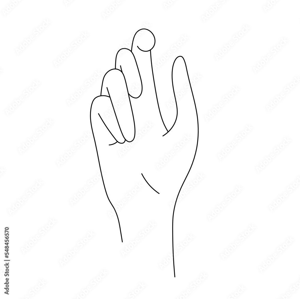 Vector isolated one human hand with half bent fingers palm up colorless ...