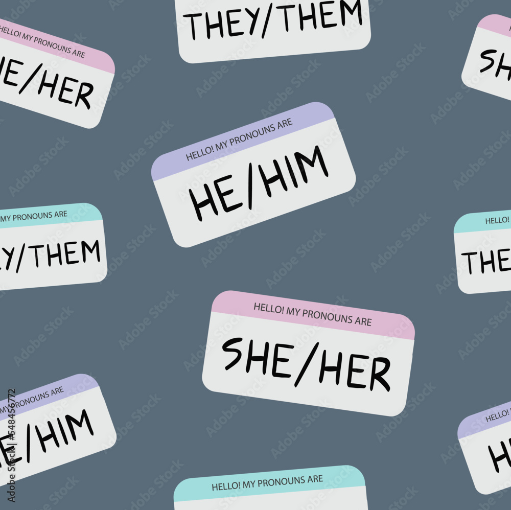 Seamless pattern with gender pronouns. Vector illustration for cards ...