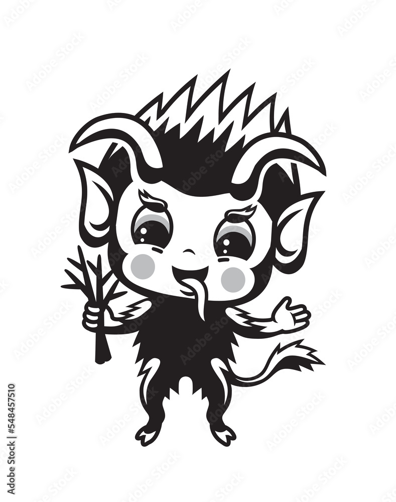 Cute cartoon style illustration of Krampus Stock Vector | Adobe Stock