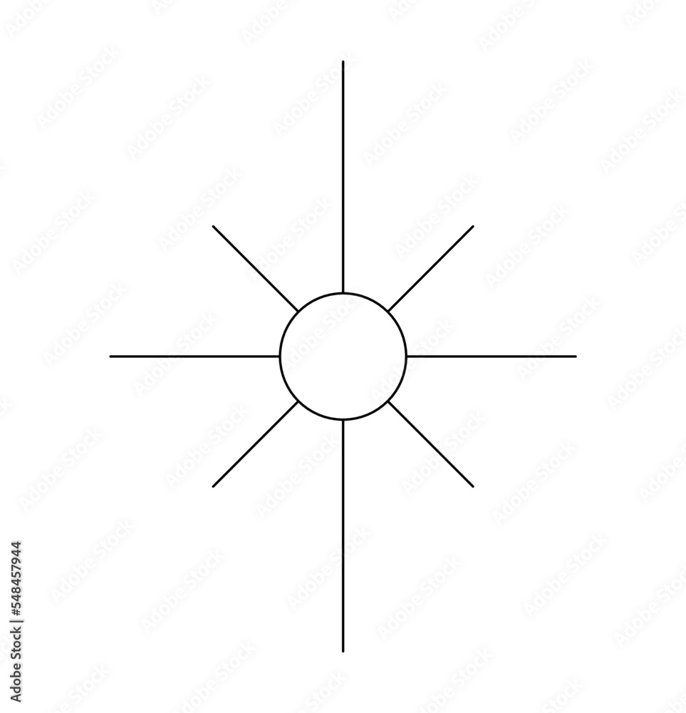 Vector isolated small simple sun with eight 8 rays rhomb shape light ...