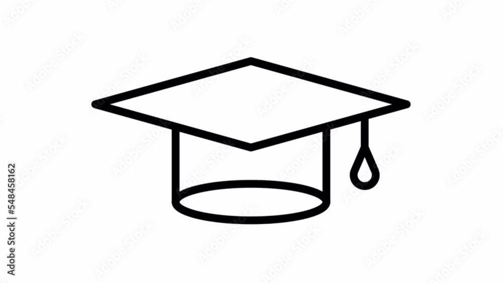 Graduation cap icon. Transparent background. Line icon animation. Stock ...