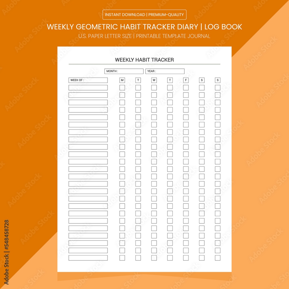 Weekly Geometric Habit Tracker | Habit Tracker Log Book | Habit Tracker ...