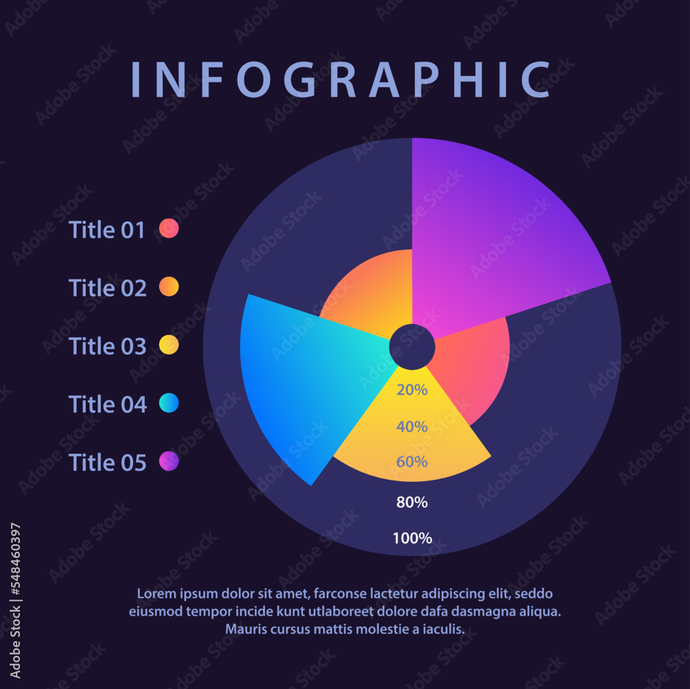 Companies roles on market circle infographic design template for dark ...