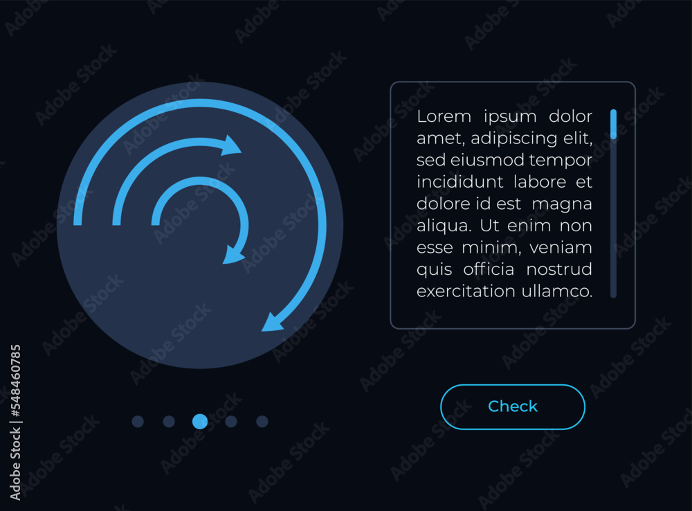 Rotating arrows chart UI element template. Editable isolated vector dashboard component. Flat ...