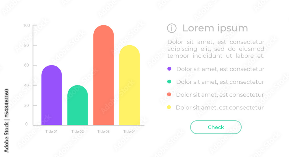 Vertical bar chart UI element template. Editable isolated vector ...
