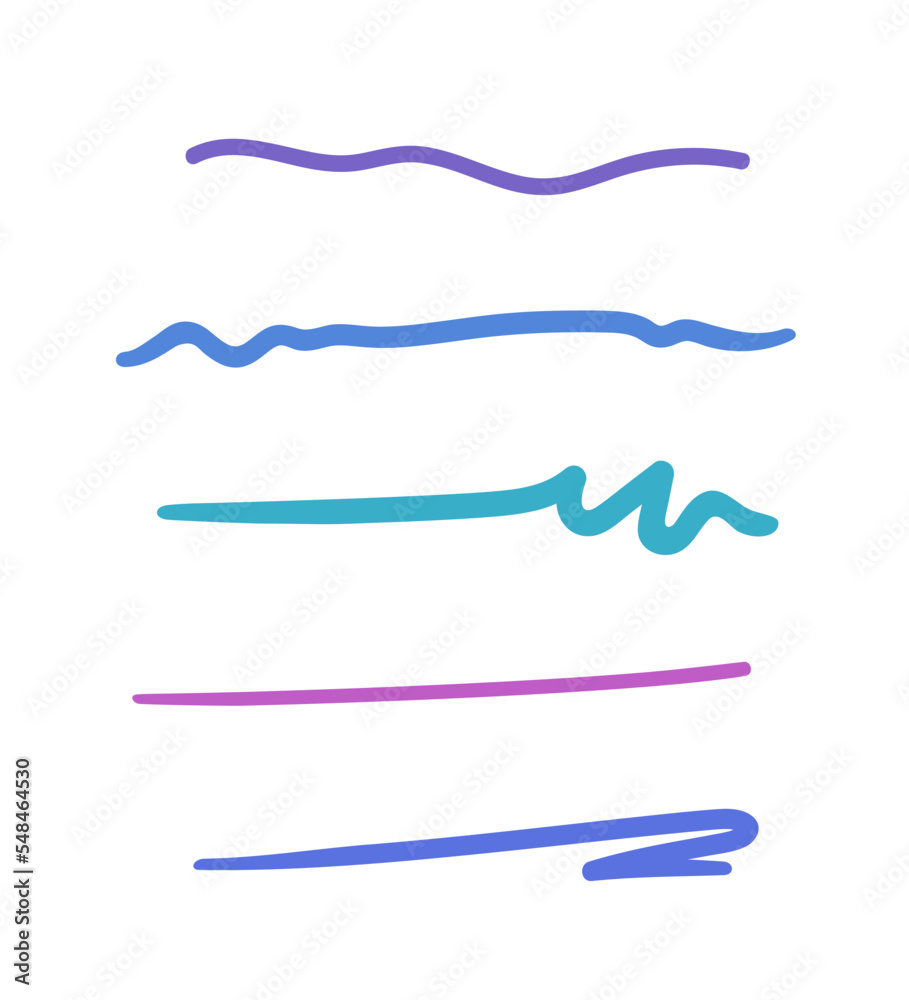 Hand drawn colored underline on white. Abstract sketchy doodles. Simple ...