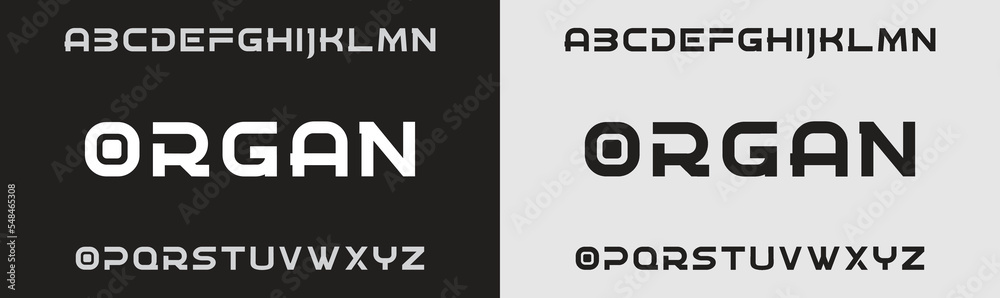 ORGAN minimal and tech alphabets font designs. professional vector ...