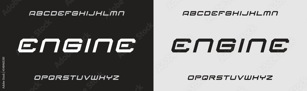 Vetor de ENGINE minimal and tech alphabets font designs. professional ...