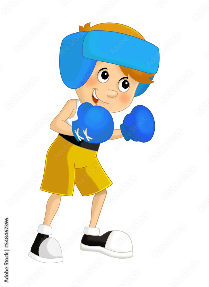 Cartoon child training of boxing kids isolated illustration for ...