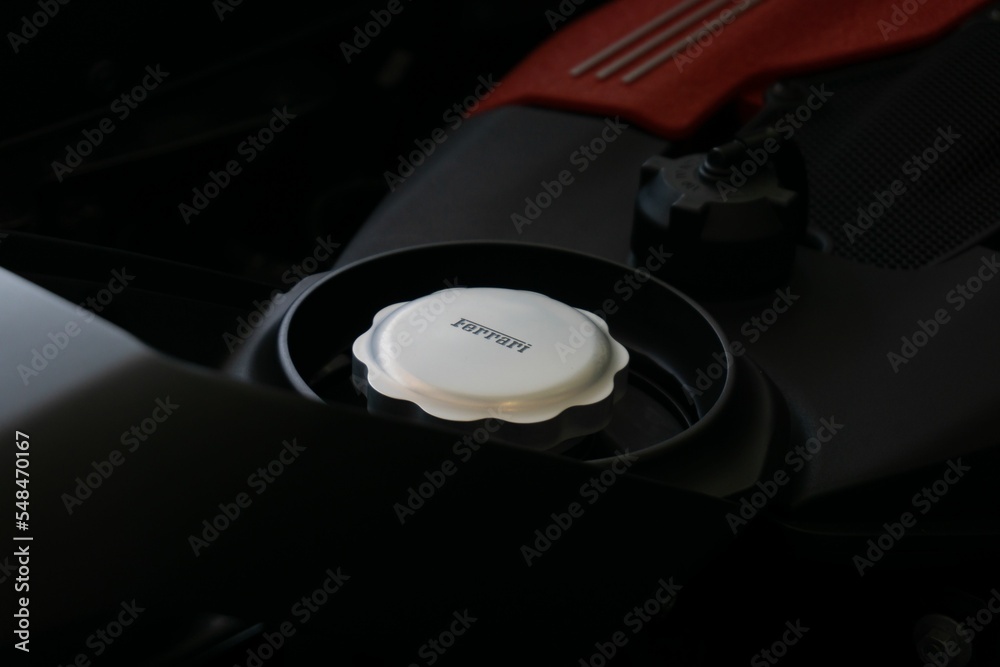 Ferrari 488 GTB Aluminium Oil Cap with ferrari Logo Stock Photo | Adobe ...