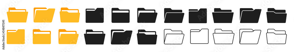 File folder icon set vector illustration Stock Vector | Adobe Stock