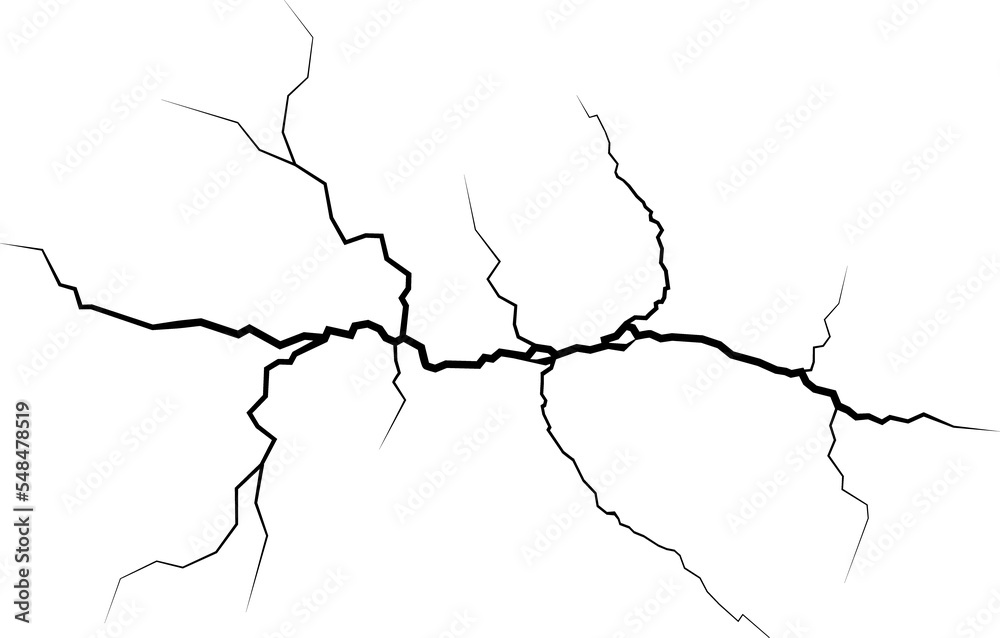 Surface crack or fissure in ground, concrete, crevices from disaster ...