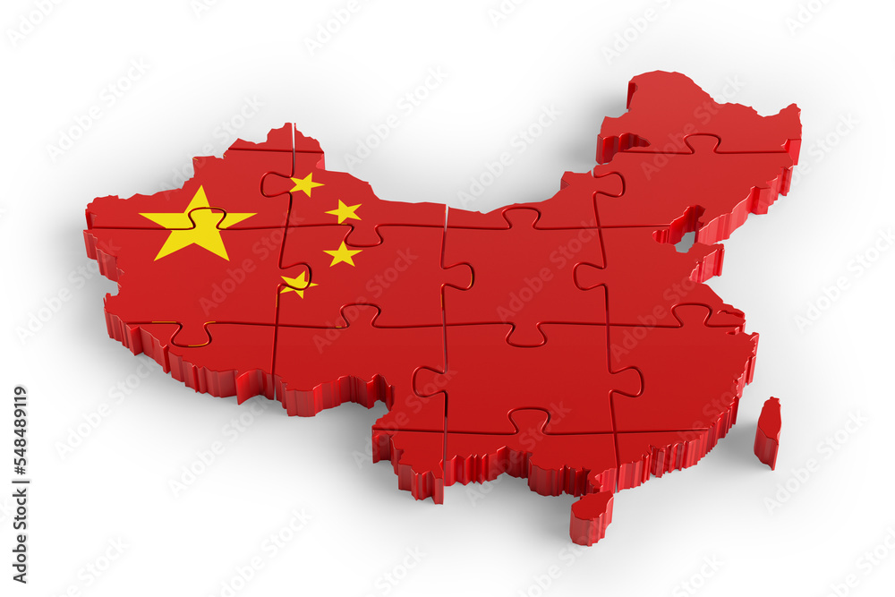 Flag Colors Puzzle China Map Design. 3d Rendering Stock Illustration ...