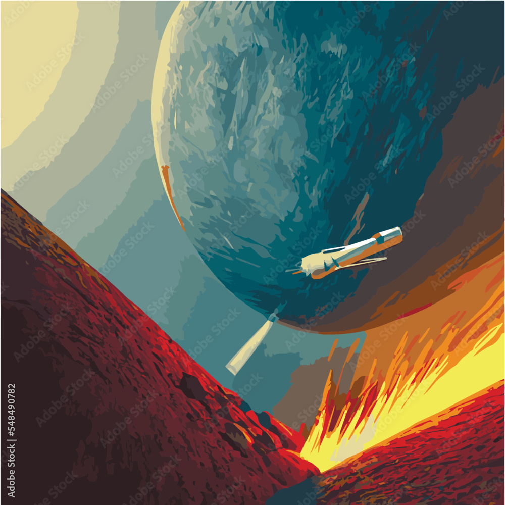 The outer space launch system takes off. Vector illustration ...