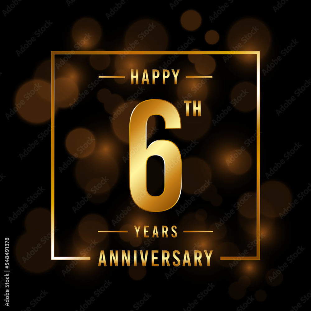 6th Anniversary. Anniversary template design with golden font for ...