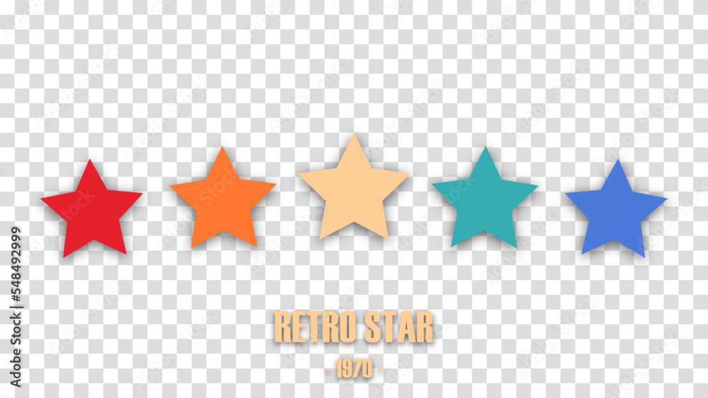 Colorful rating 5 stars in retro style on a transparent background ...