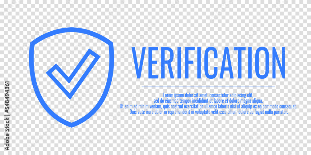 Vector illustration with word Verification on a transparent background ...