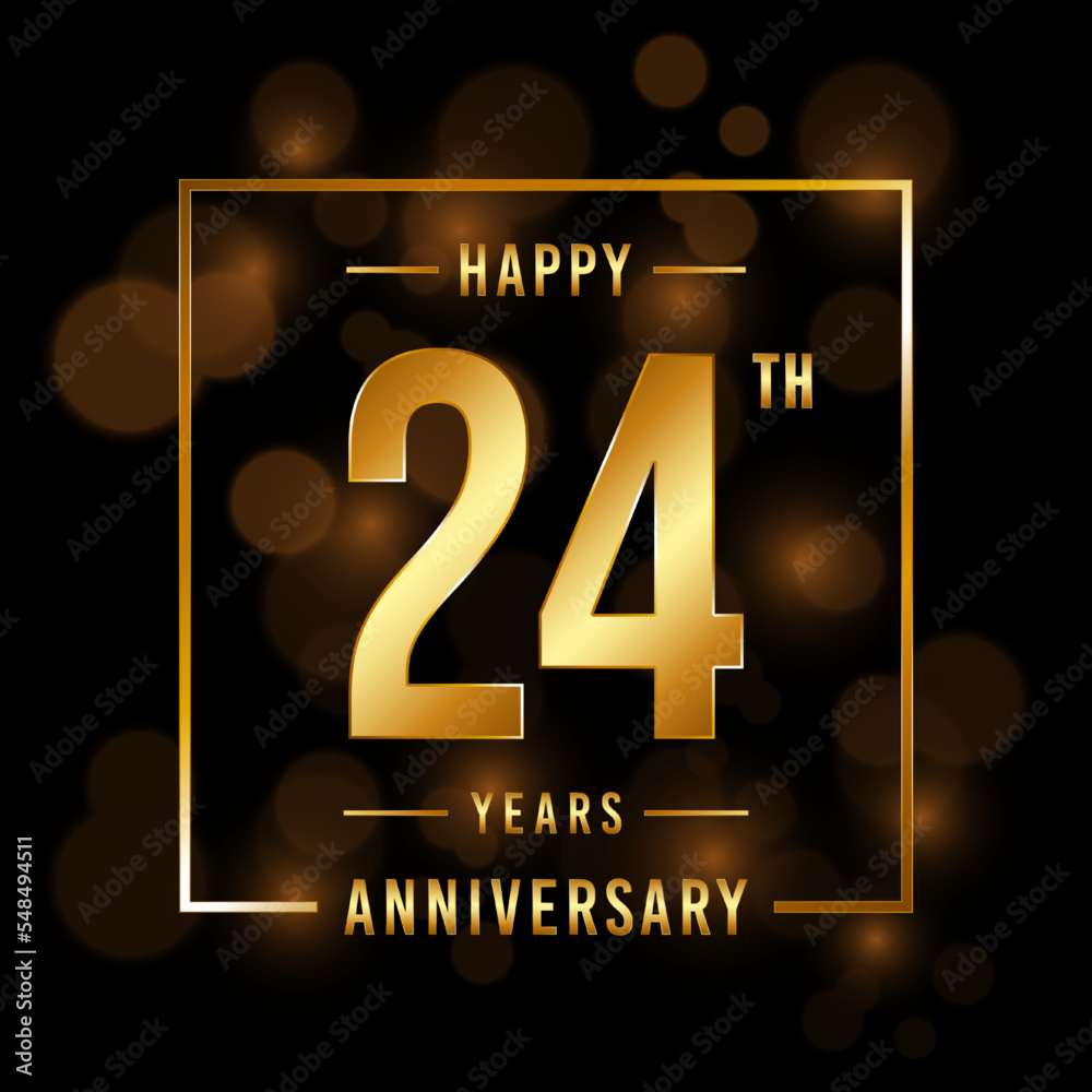 24th Anniversary. Anniversary template design with golden font for ...