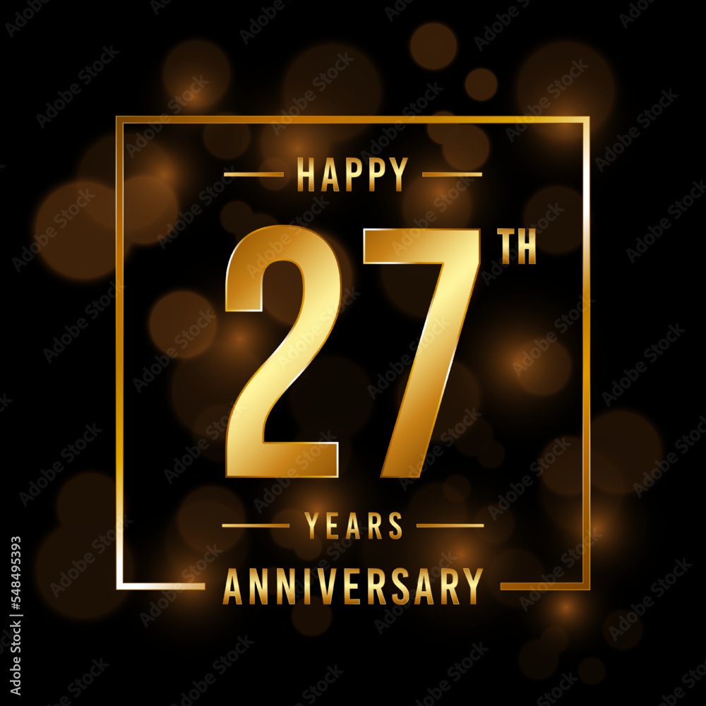 27th Anniversary. Anniversary template design with golden font for ...