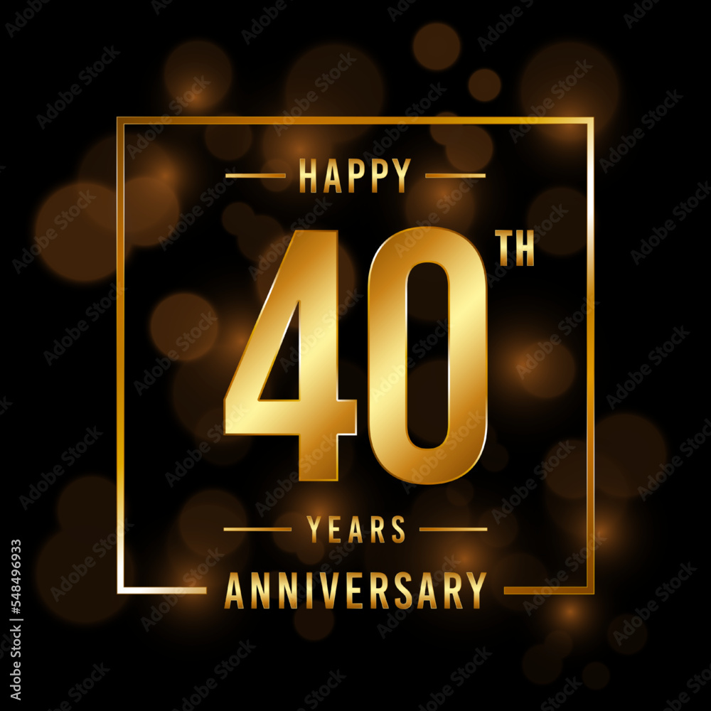 40th Anniversary. Anniversary template design with golden font for ...