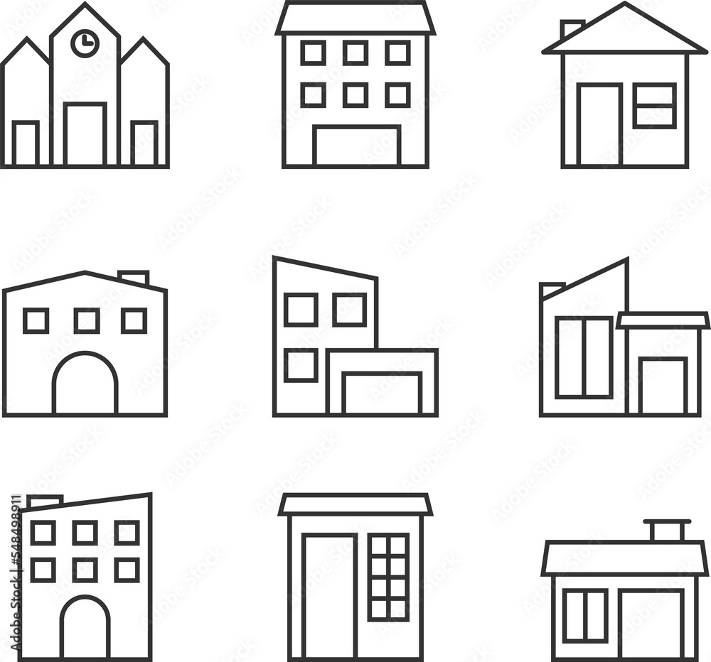 building and house construction icon set - png illustration Stock ...