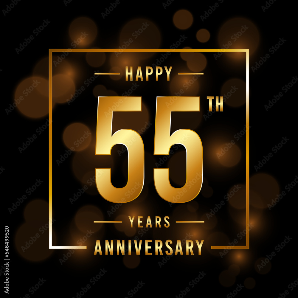 55th Anniversary. Anniversary template design with golden font for ...