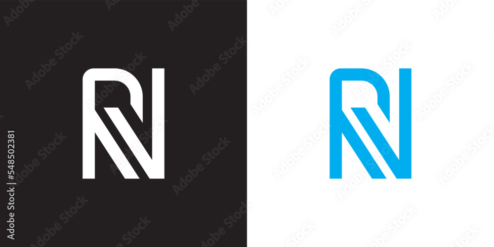 Vetor do Stock: Minimal RN logo. Icon of a NR letter on a luxury ...