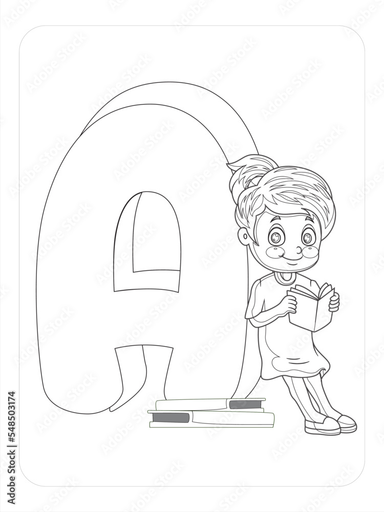 alphabet coloring page for kids Stock Vector | Adobe Stock