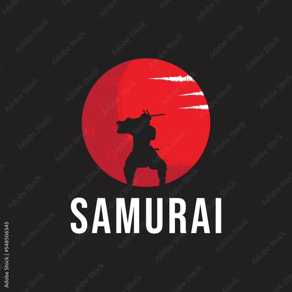 samurai logo design vector illustration symbol warrior character mascot ...