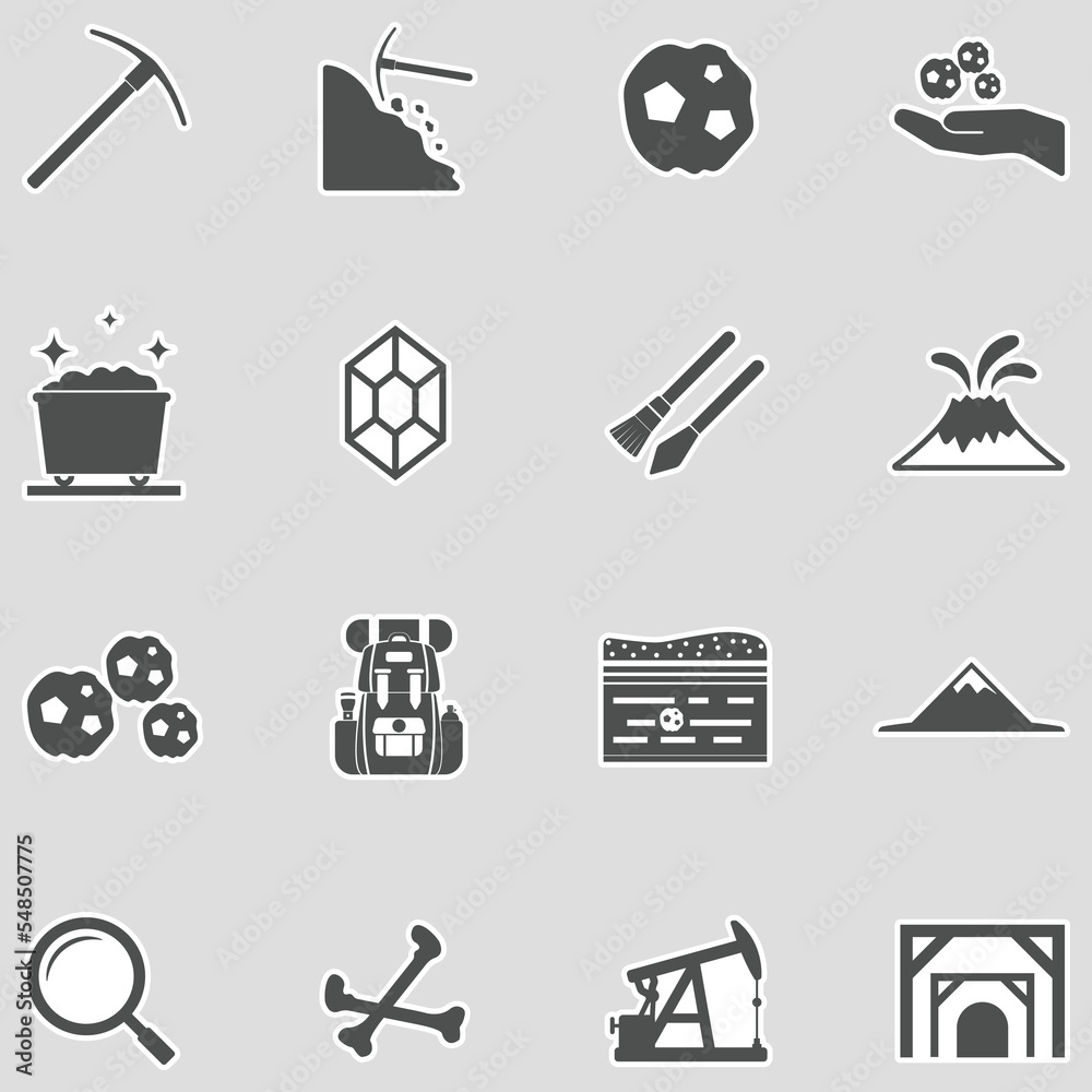 Geology Icons. Sticker Design. Vector Illustration. Stock Vector ...
