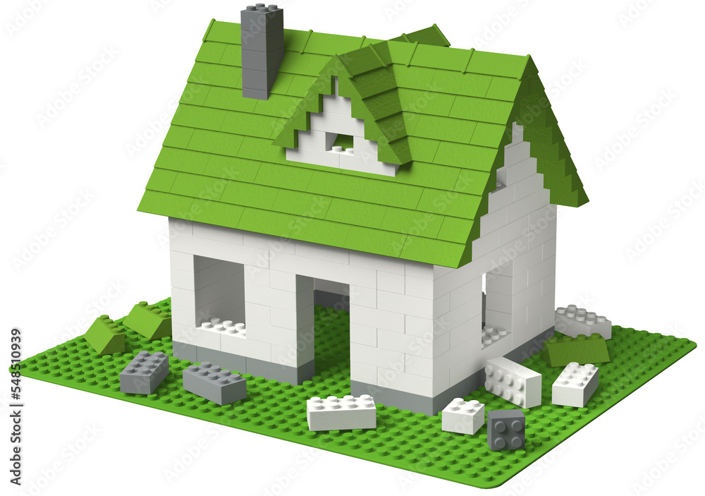 Building a green home concept, sustainable individual house, 3D ...