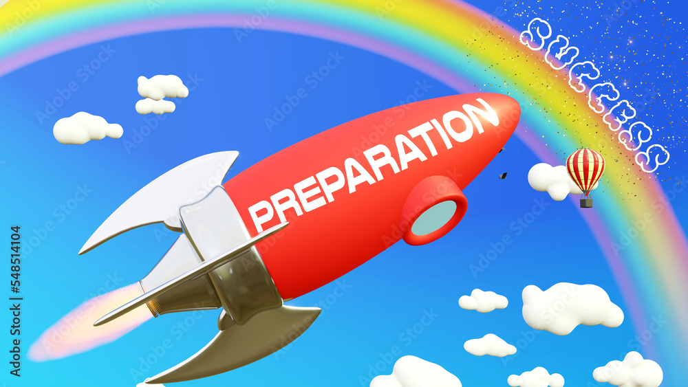 Preparation lead to achieving success in business and life. Cartoon ...