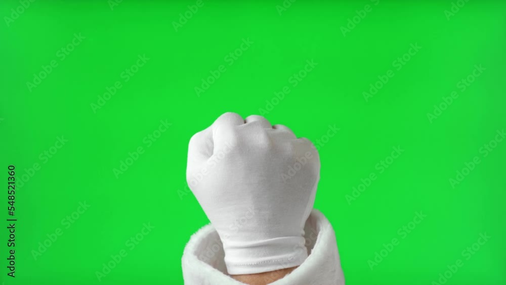 Gestures Pack. Santa Claus Hand in White Gloves Knocking isolated on ...