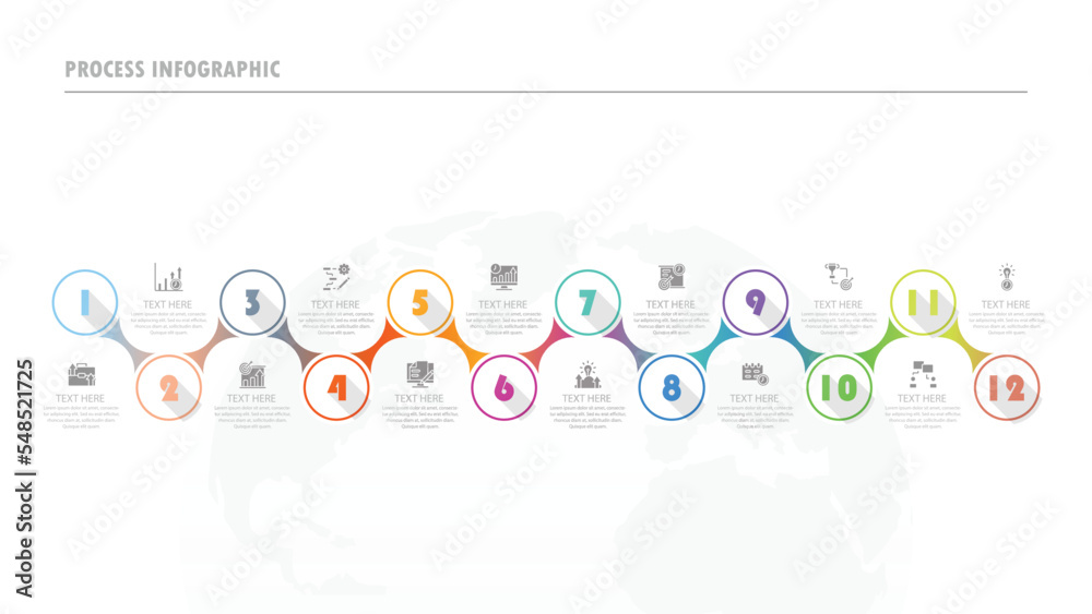 Process infographic with 12 steps, process or options. Stock Vector ...