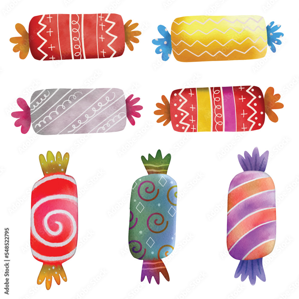 set of clip art elements with cutouts of candies, including caramel ...