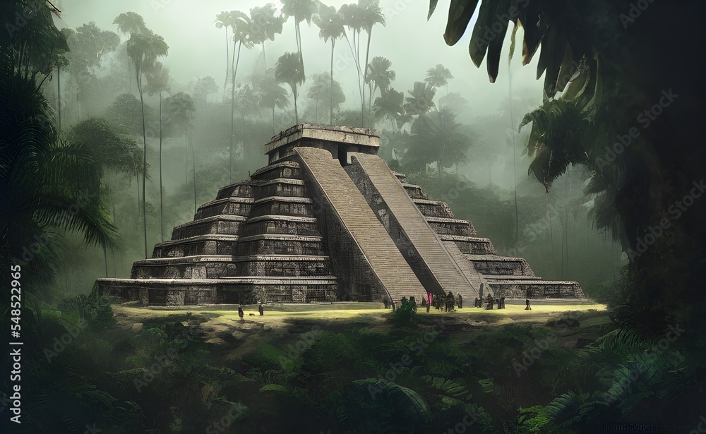 Mayan Temple In Jungle