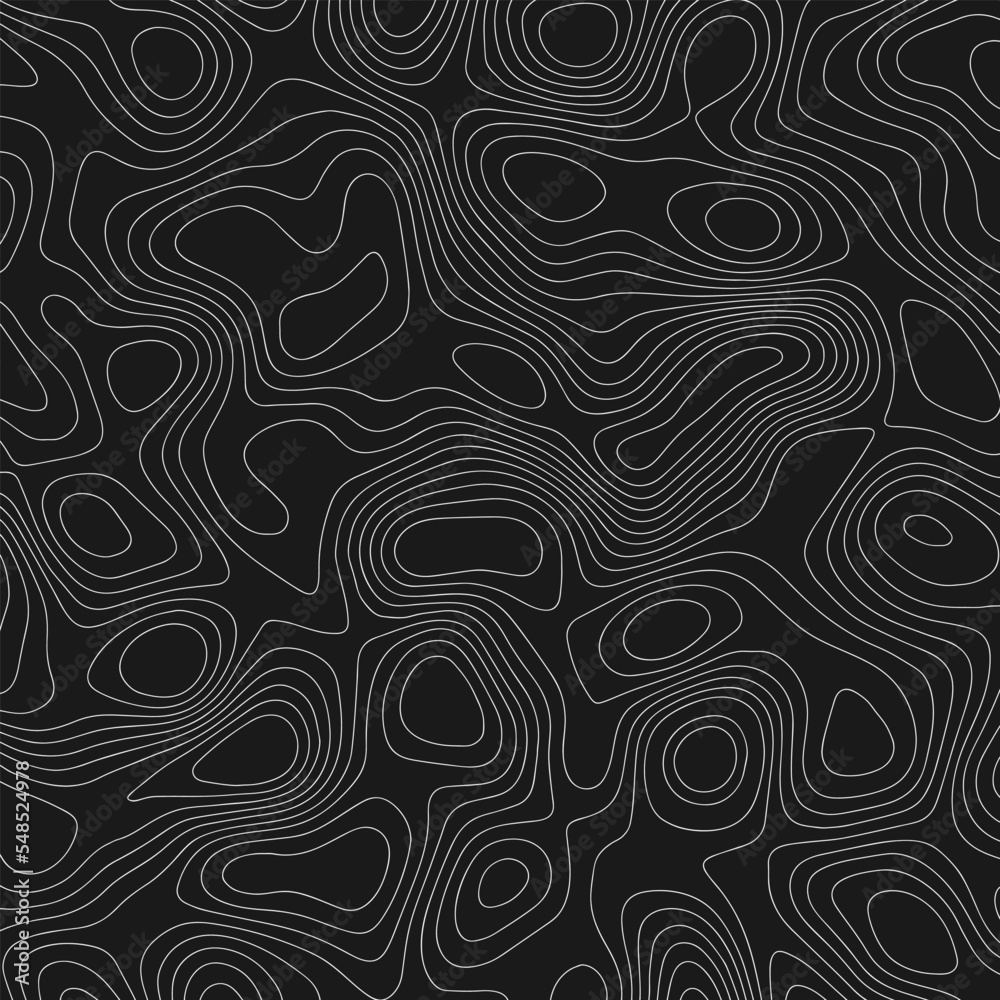 White on Black contours vector topography stylized height of the lines ...