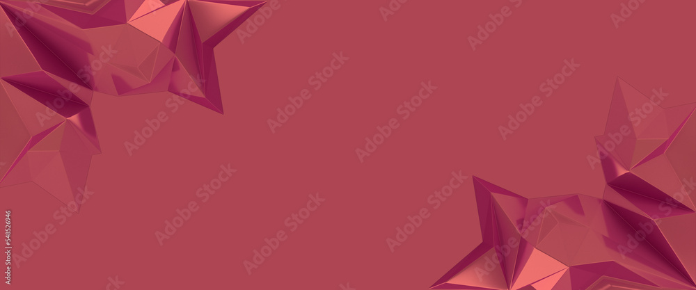 abstract 3d render of metallic polygons, faceted triangles with blank ...