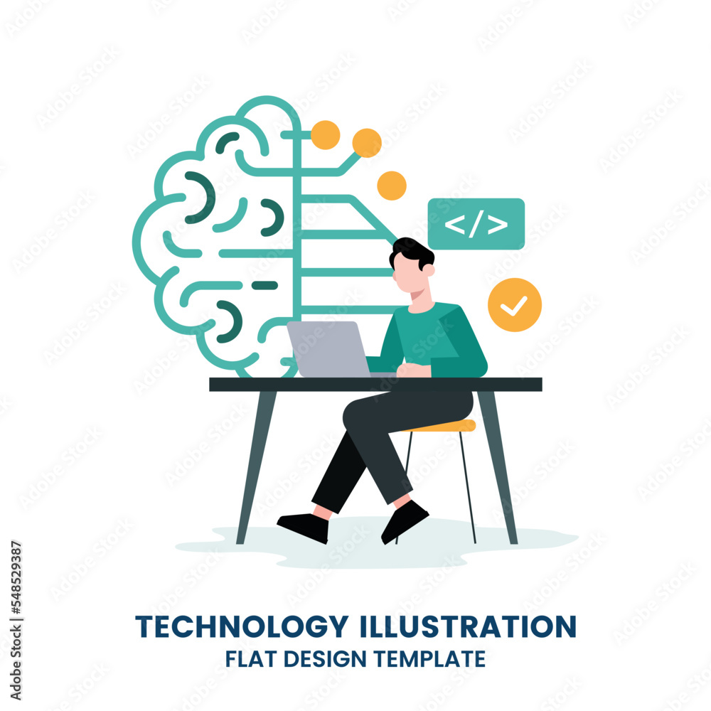 Artificial Intelligence, Future technology, Digital brain. Smart brain ...