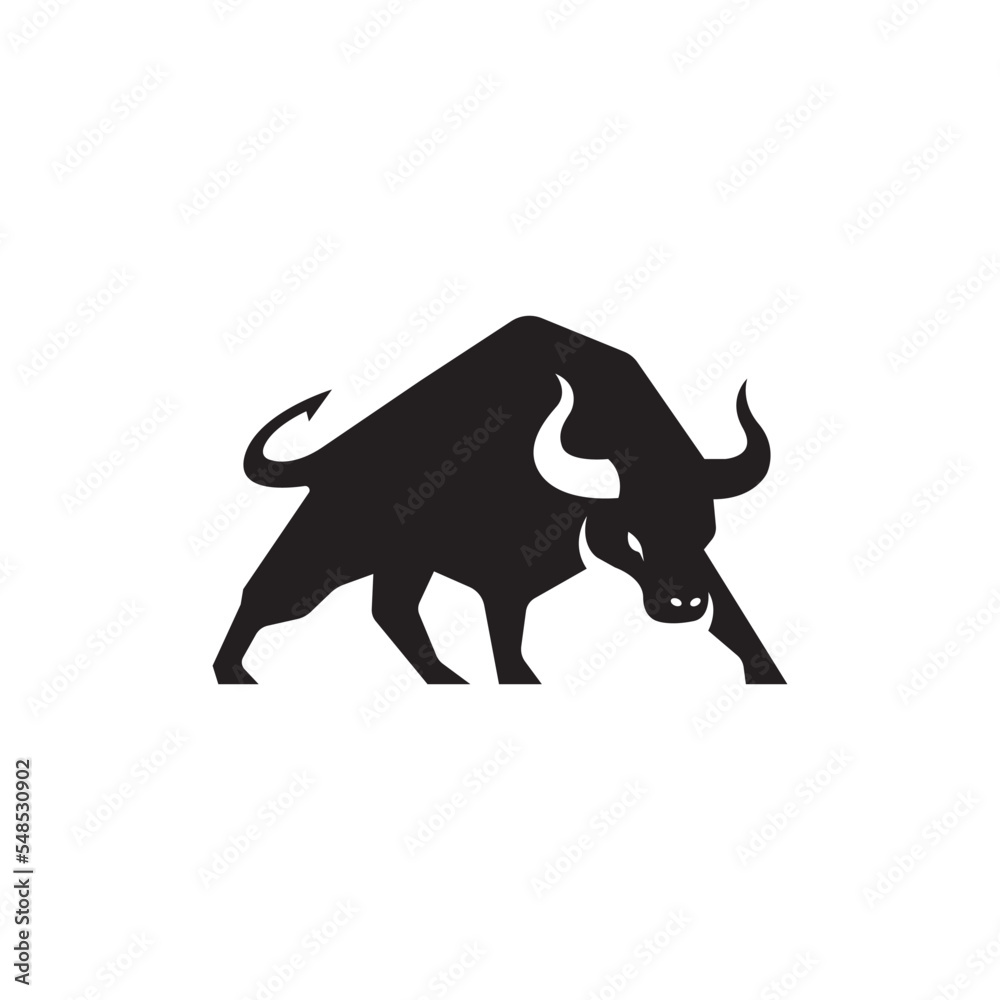 Angry bull, monochrome logo, vector bull company symbol Stock Vector ...