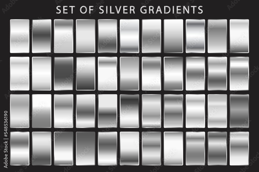 Silver Metallic Gradients. Premium Silver Swatches Collection Flat ...