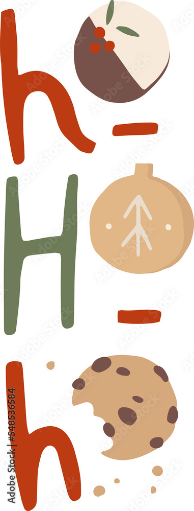 Ho-ho-ho cartoon illustration lettering. Ho ho hand drawn png clip art ...