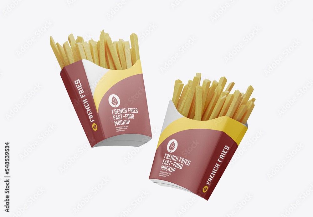 French Fries Packaging Mockup Stock Template | Adobe Stock
