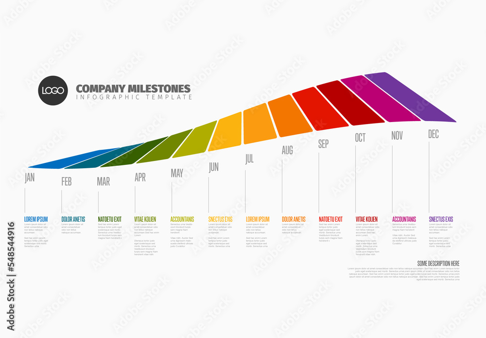 Full year timeline template with diagonal 12 month labels made from ...